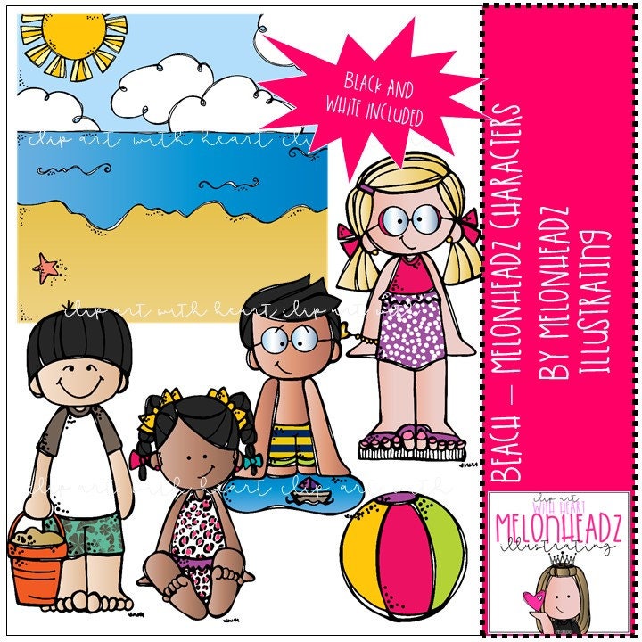 Beach Clip Art Melonheadz Characters Mini - Etsy Canada