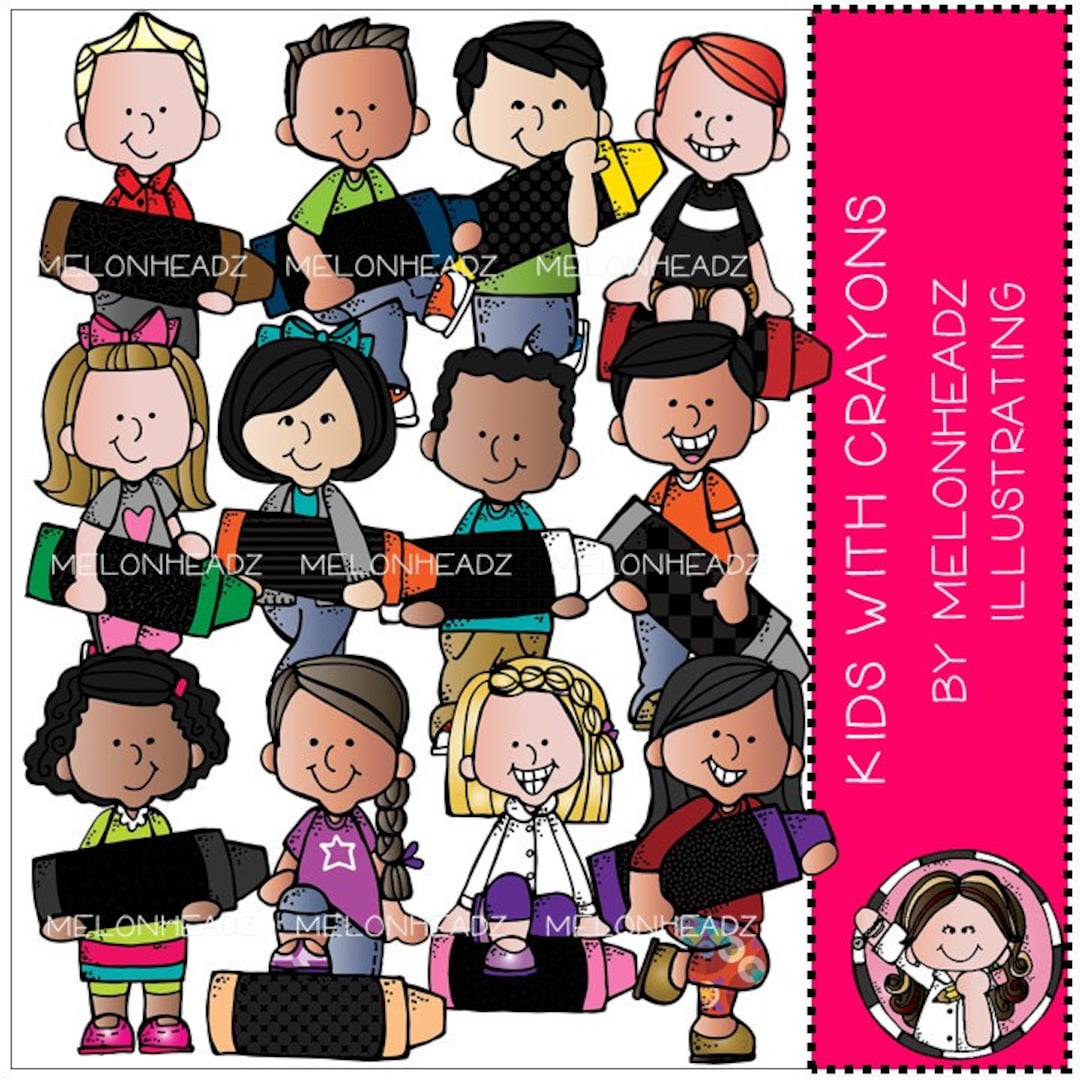Kids With Crayons Clip Art - Combo Pack - Etsy