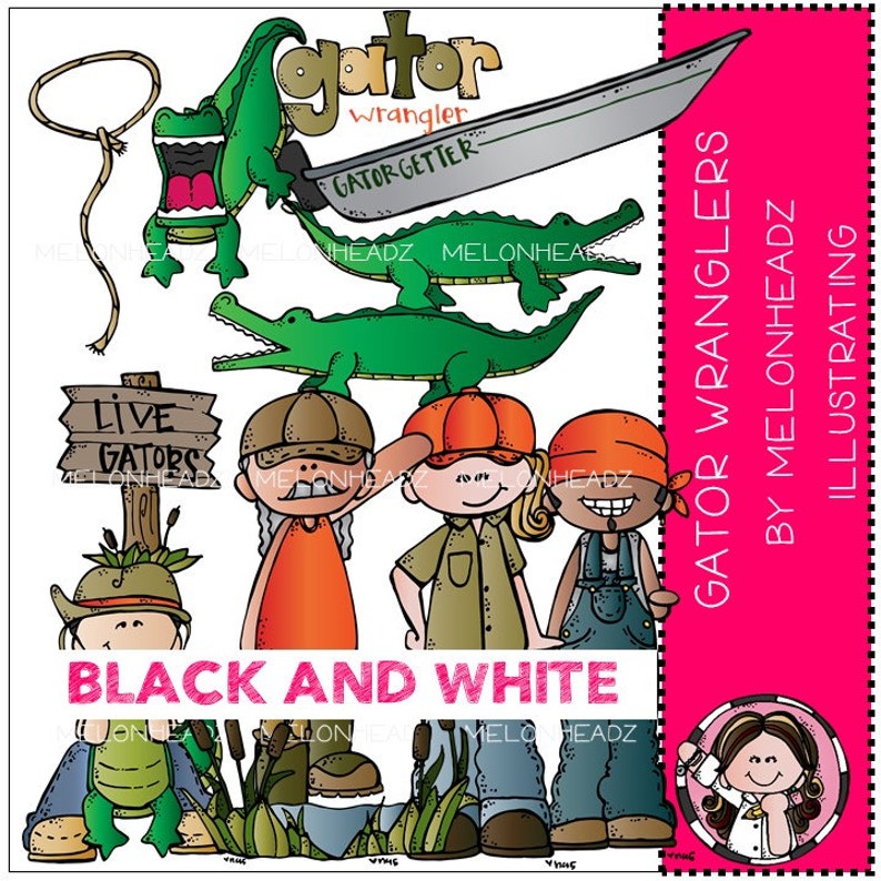 Gator Wranglers Clip Art - BLACK AND WHITE - Etsy