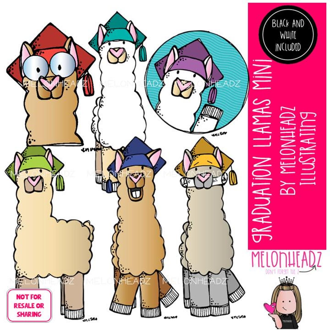 Graduation Llamas Clip Art Commencement Clip Art Mini - Etsy