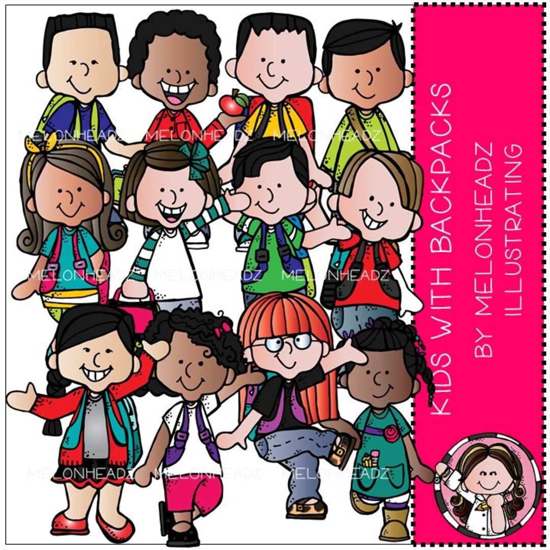 Kids With Backpacks Clip Art - Etsy