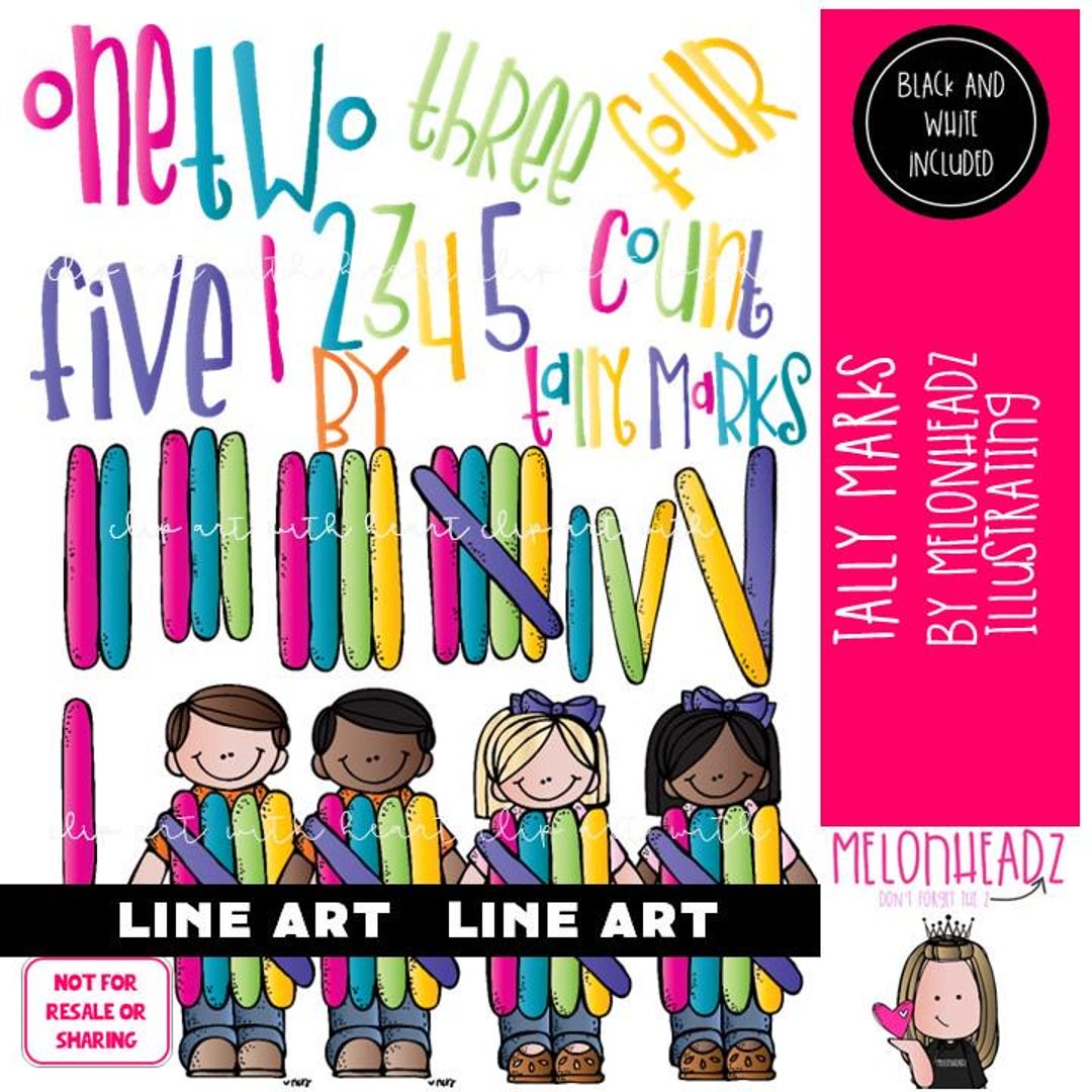 Tally Mark Clip Art, Math Clip Art, Counting Clip Art LINE ART and ...