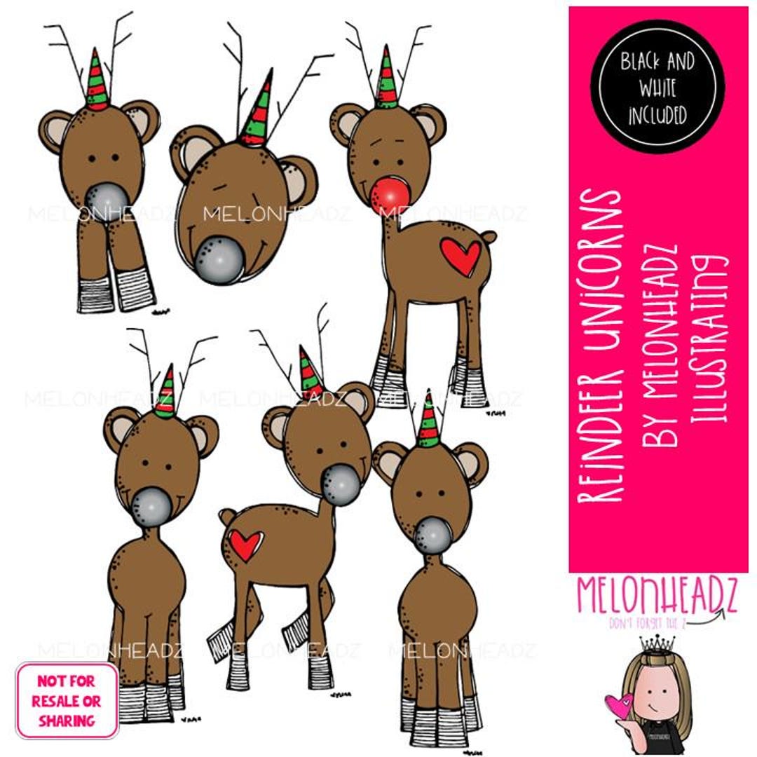 Reindeer Unicorns Clip Art, Christmas Mini - Etsy