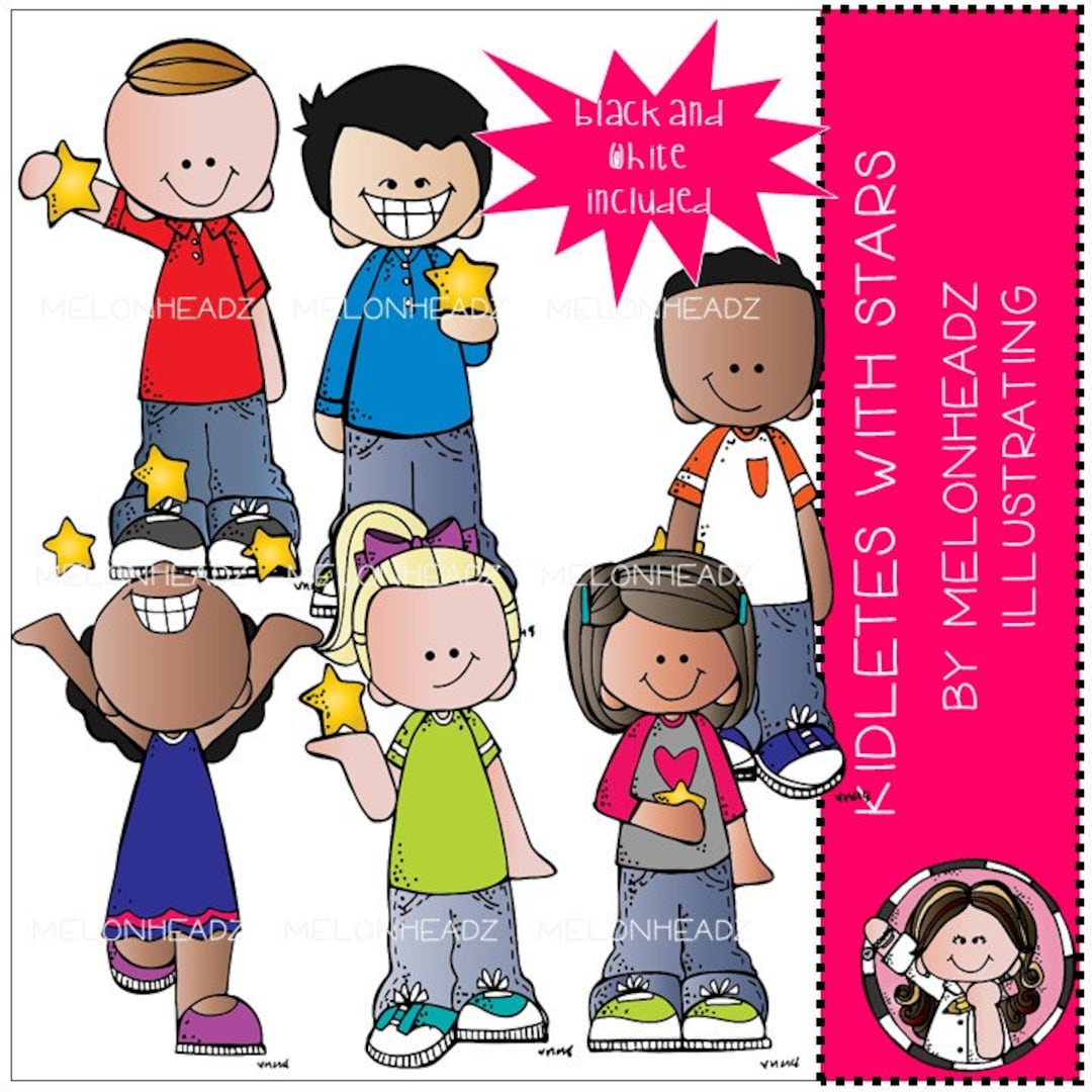 Kidlettes With Stars Clip Art - Mini - Etsy