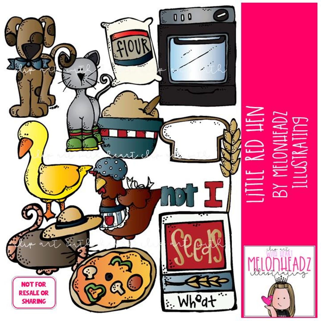 Little Red Hen Clip Art Literature Clip Art COLORED Version - Etsy UK