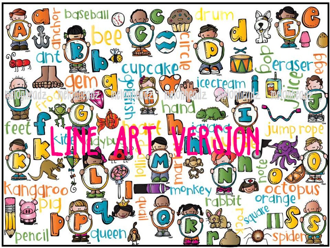 Mega Alphabet Clip Art - LINE ART - Etsy