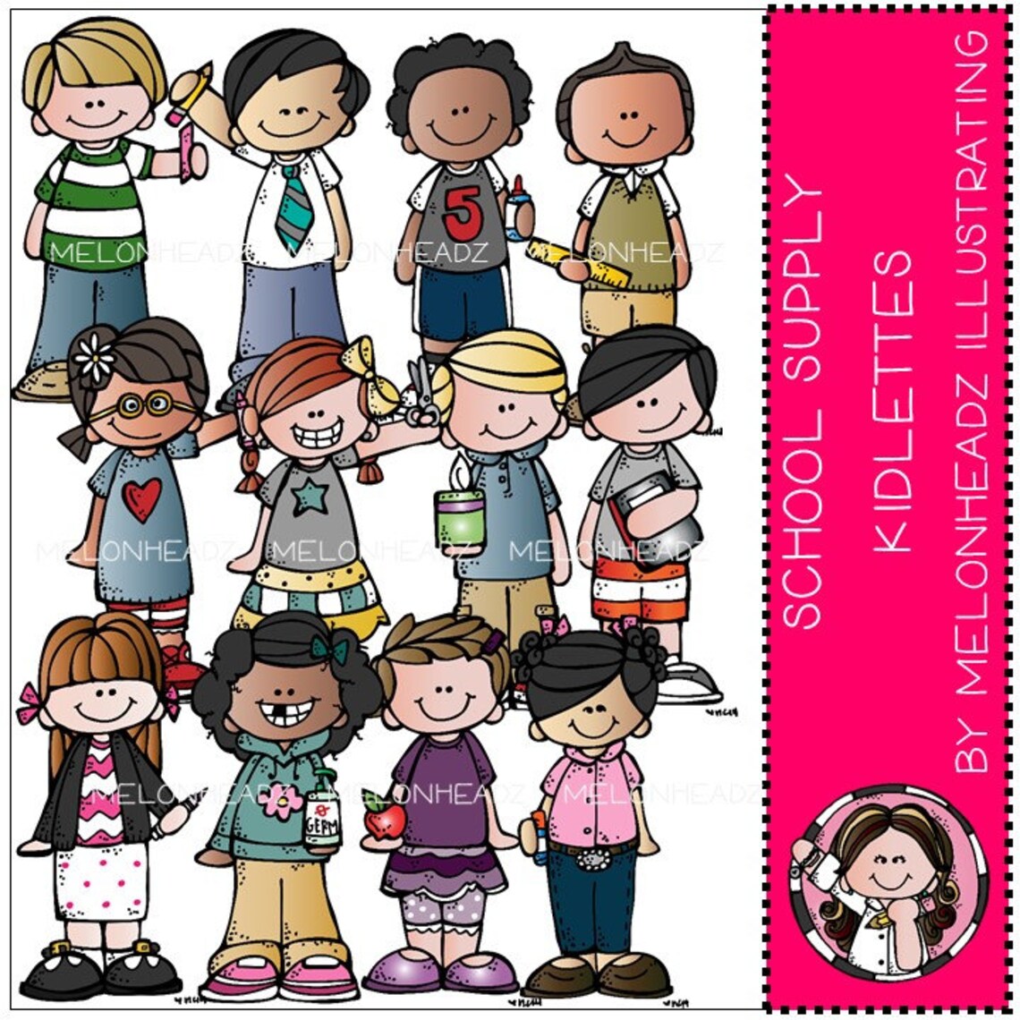 School Supply Kidlettes Clip Art COMBO PACK - Etsy