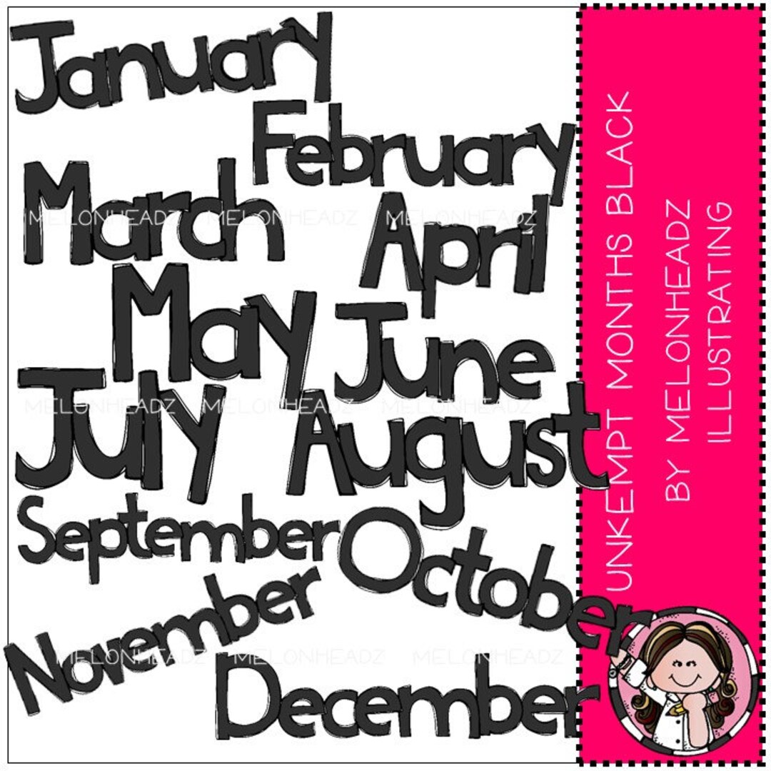 Unkempt Months of the Year Clip Art - BLACK - Etsy