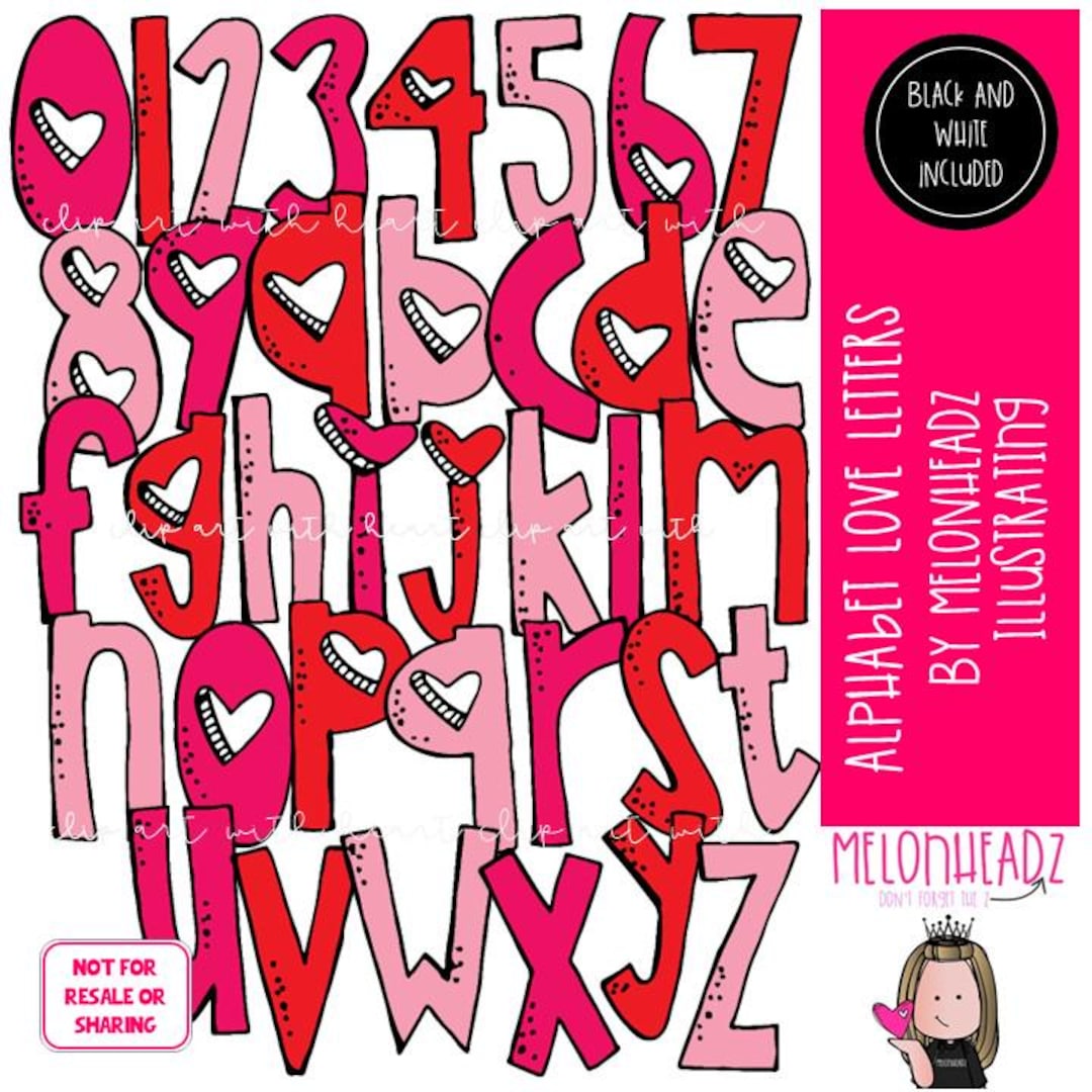 Alphabet Love Letters Clip Art, Number, Valentine COMBO PACK - Etsy