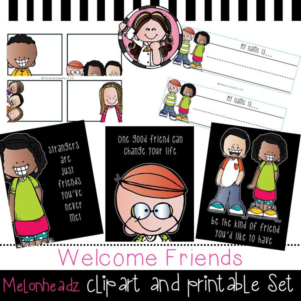 Welcome Friends Clip Art and Printable Set | Etsy