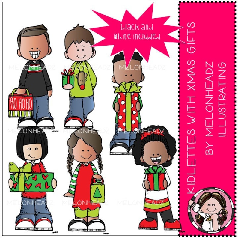 Kidlettes Clip Art With Xmas Gifts Mini - Etsy