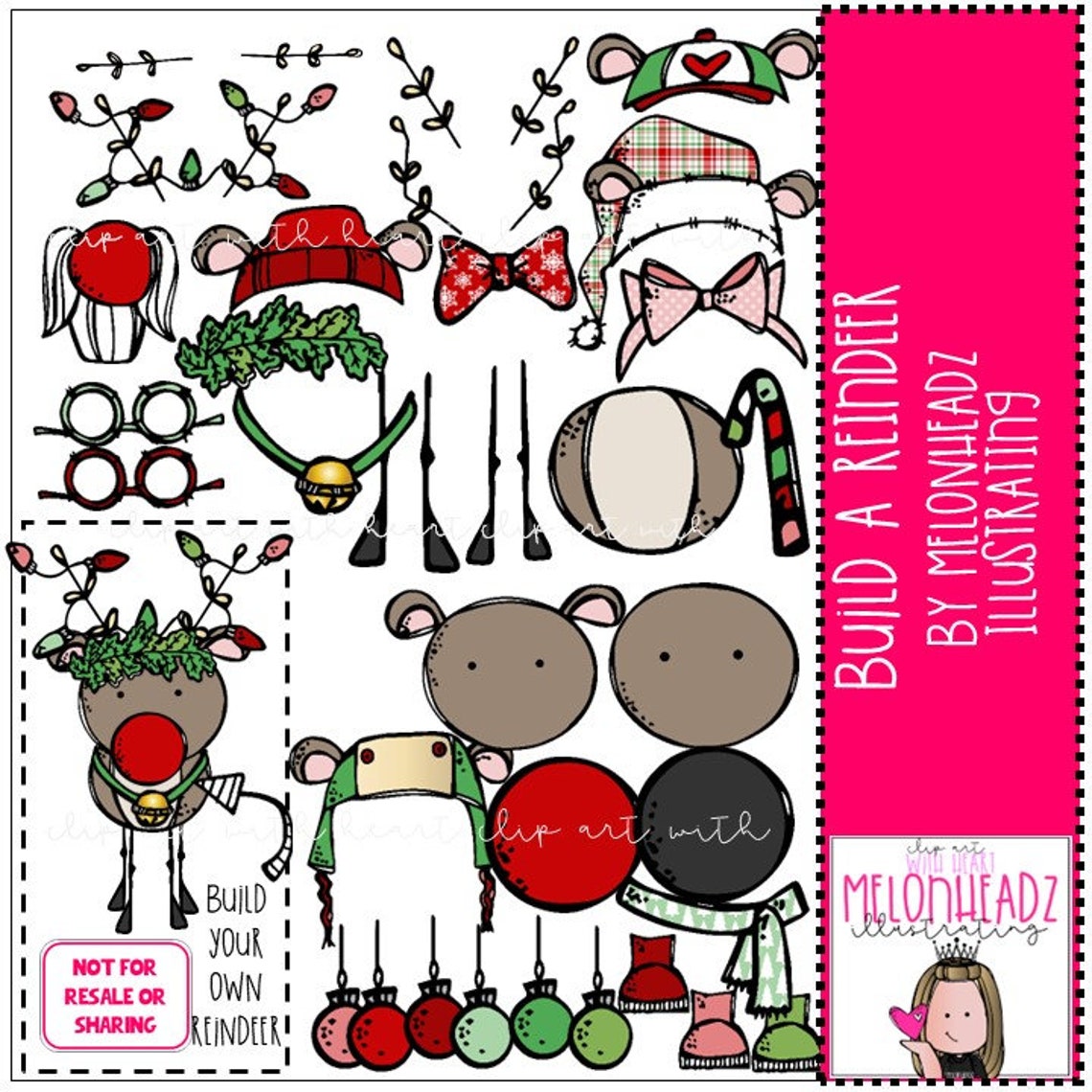 Build A Reindeer Christmas CLIPART COMBO PACK - Etsy