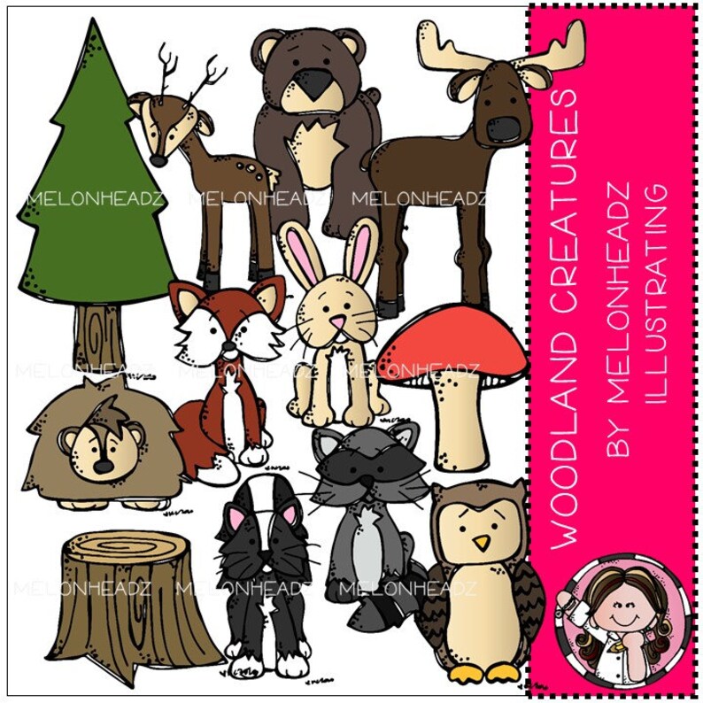 Woodland Creatures Clip Art COMBO PACK by Melonheadz - Etsy