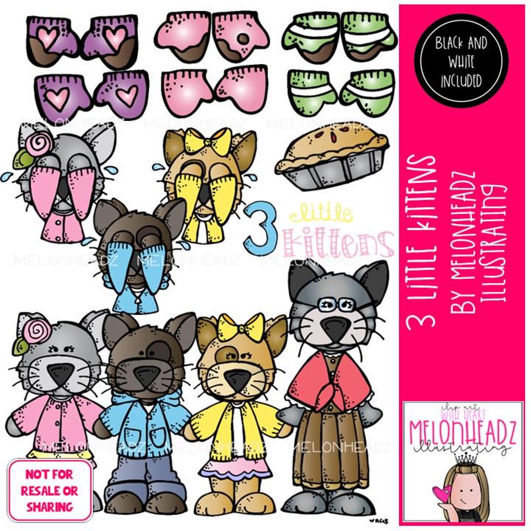 3 Little Kittens Clip Art, Literature Clip Art, Fairy Tale Clip Art ...