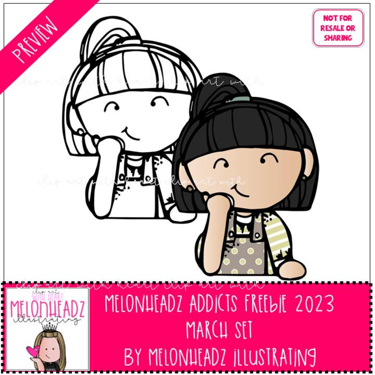Melonheadz Addict Clip Art Digi Stamp March Set 2023 Mini - Etsy