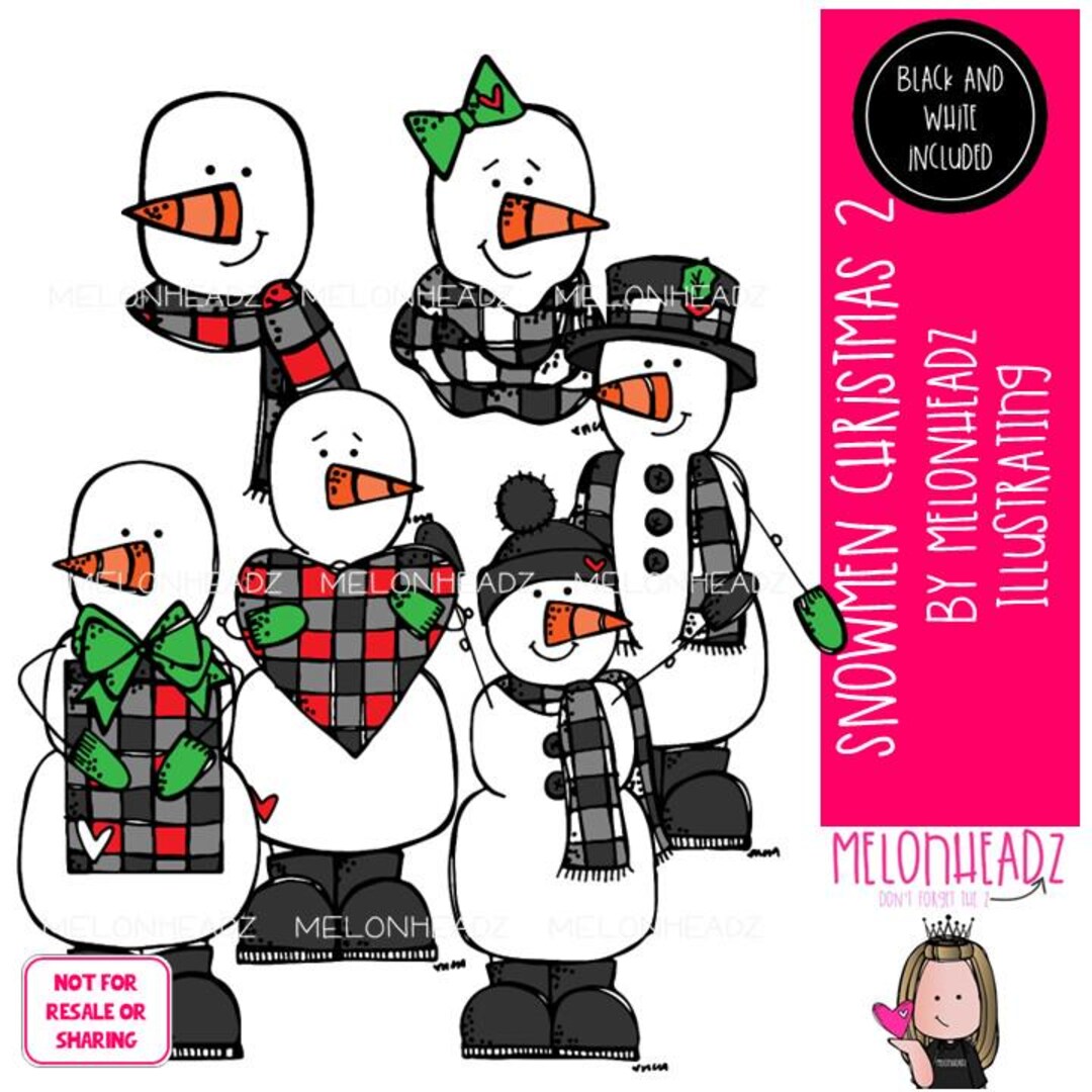 Snowmen Christmas Clip Art, Winter Clip Art Set 2 - Etsy