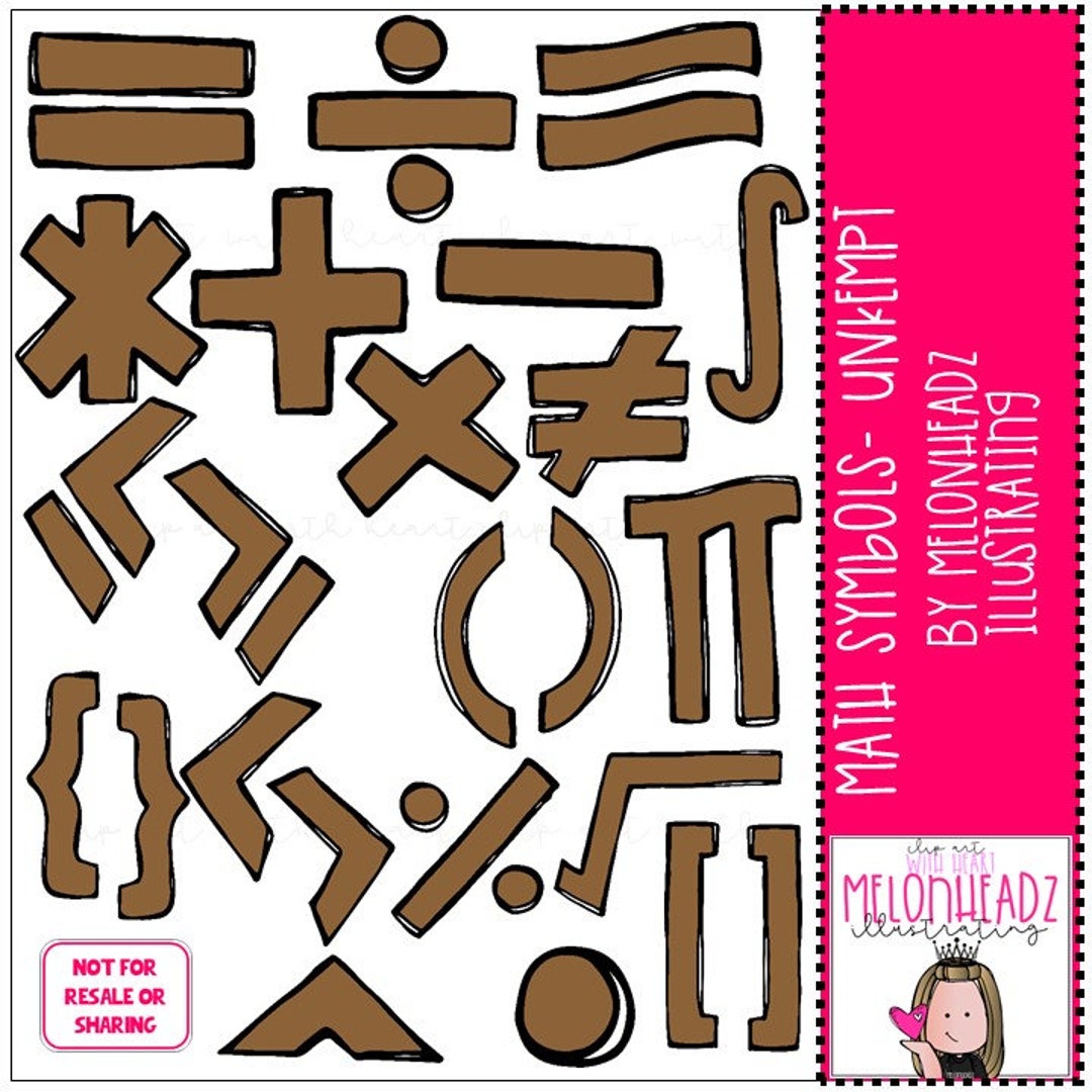 Math Symbols Unkempt Clip Art - BROWN - Etsy