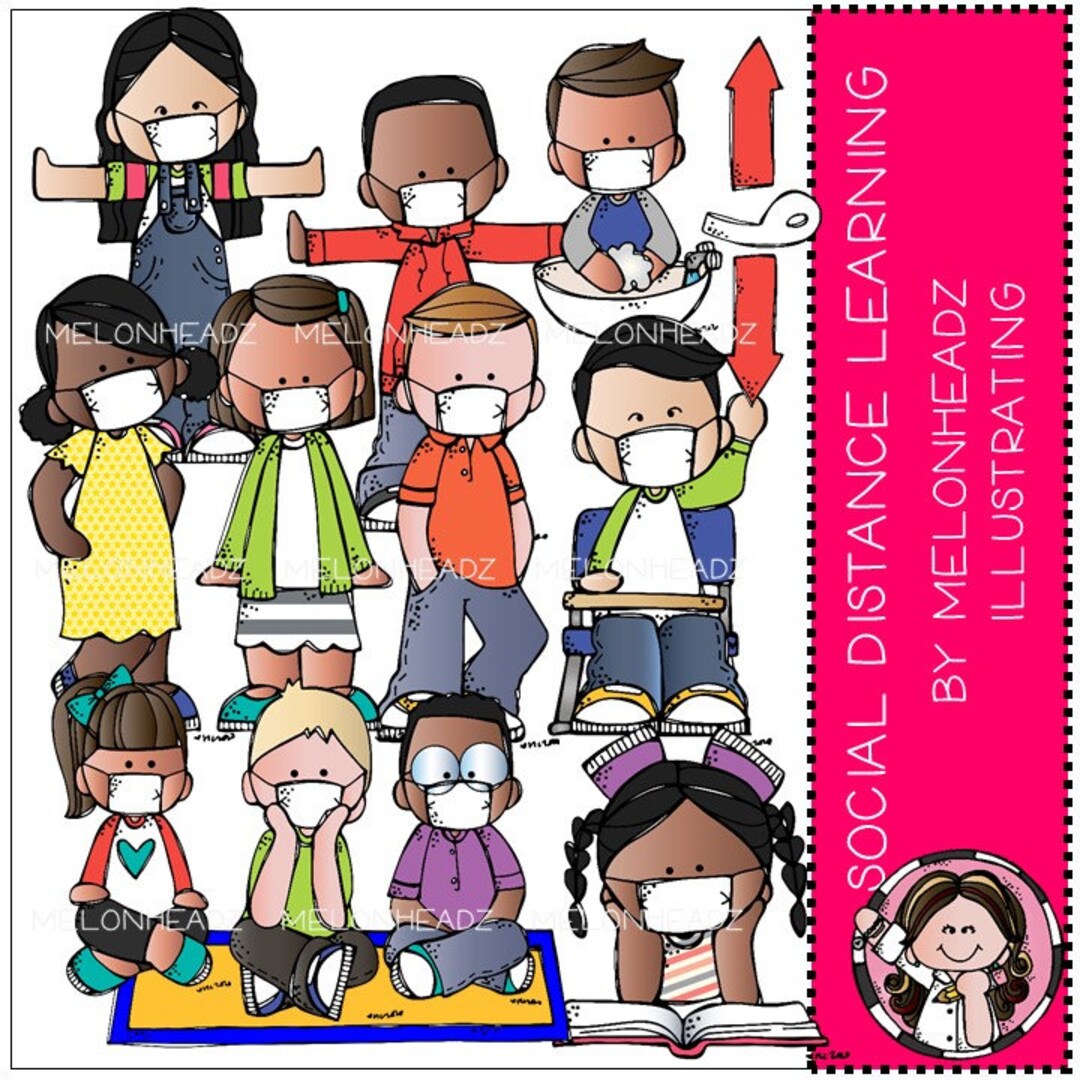 Social Distance Learning Clip Art - by Melonheadz - Etsy