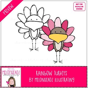 Rainbow Turkey Thanksgiving Clip Art - Single Image - Etsy