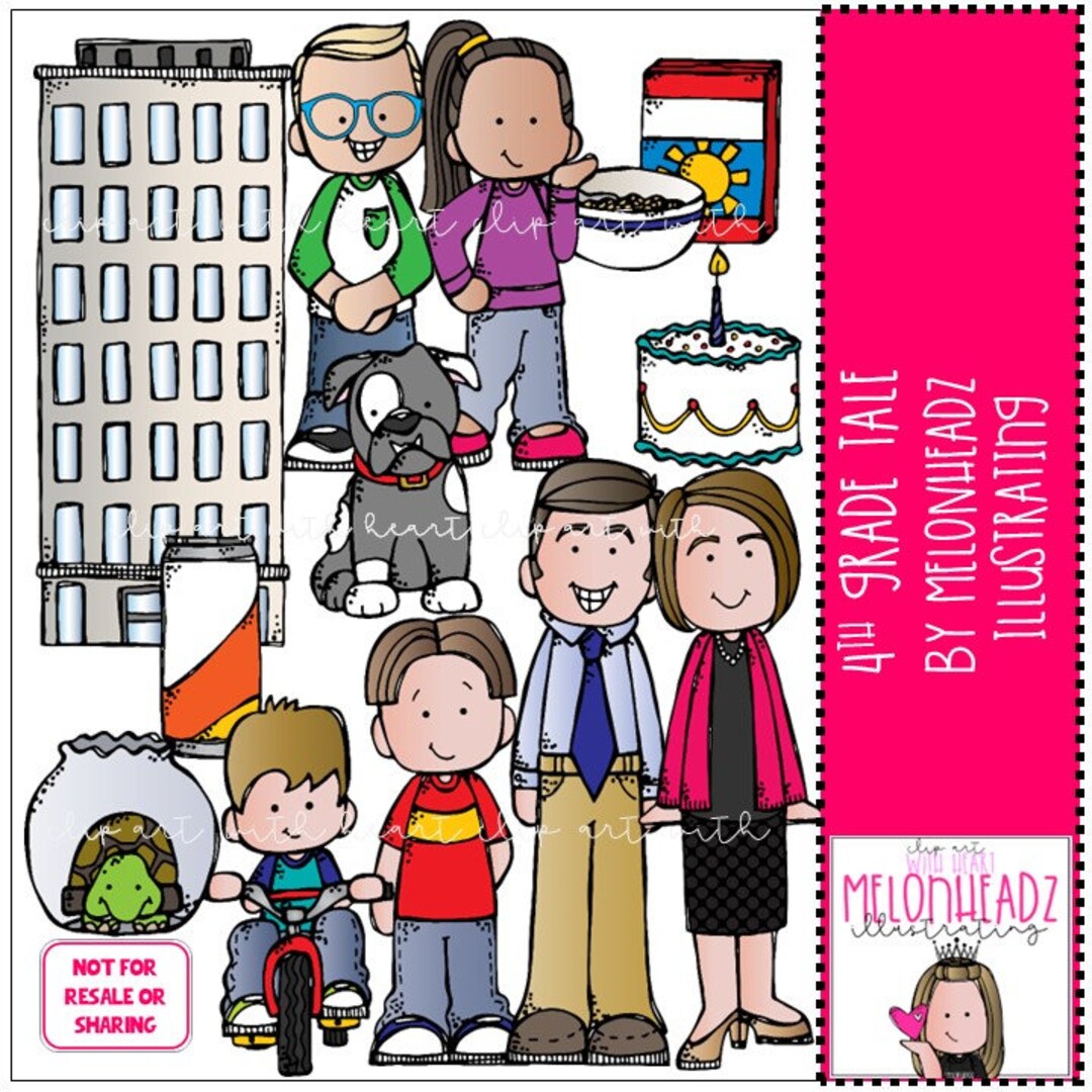 4th fourth Grade Tale Clip Art COLORED Version - Etsy