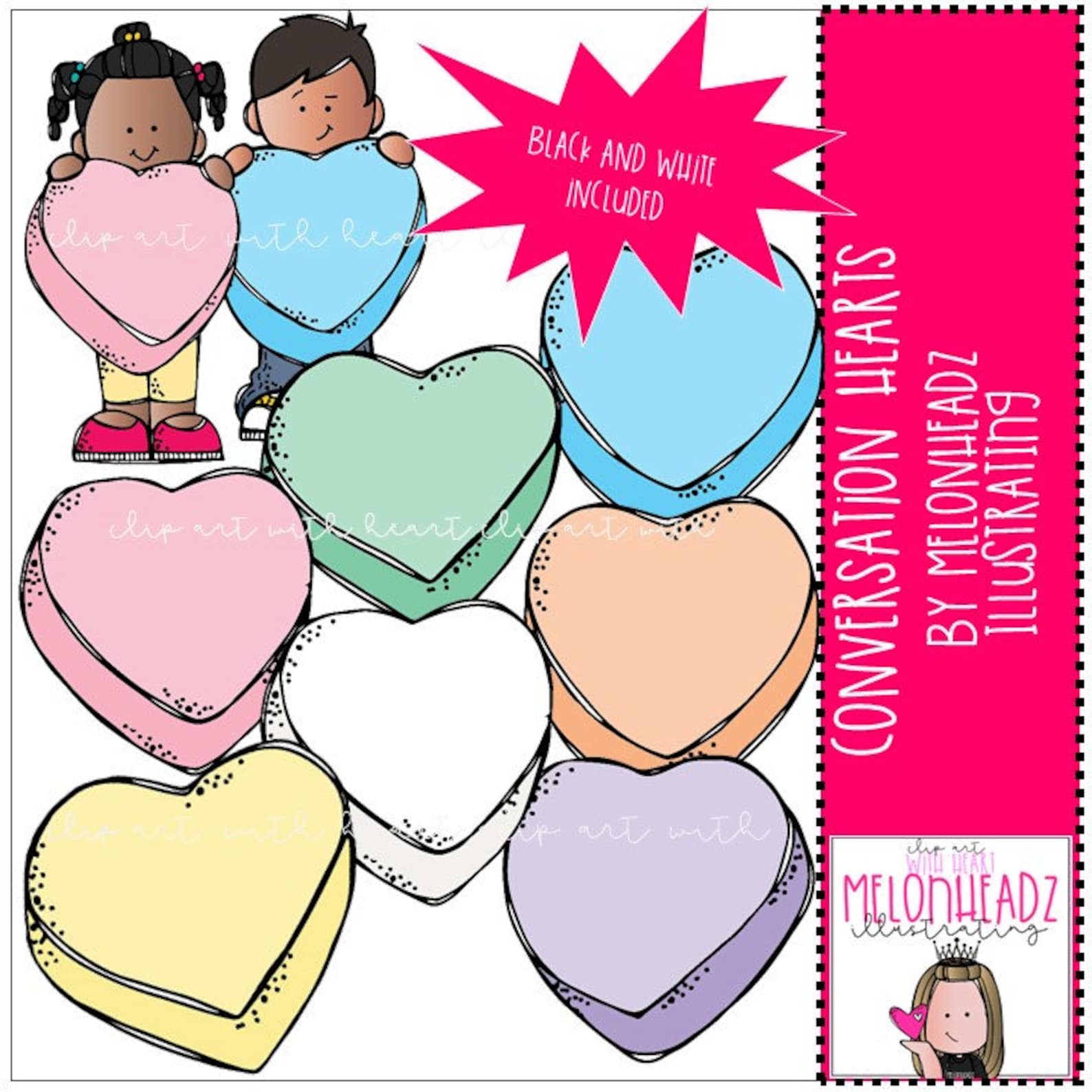 Conversation Hearts Clip Art Mini - Etsy