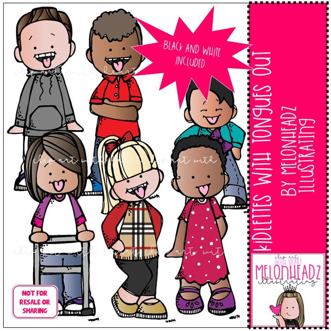 Kidlettes With Tongues Out Clip Art - Mini - Etsy