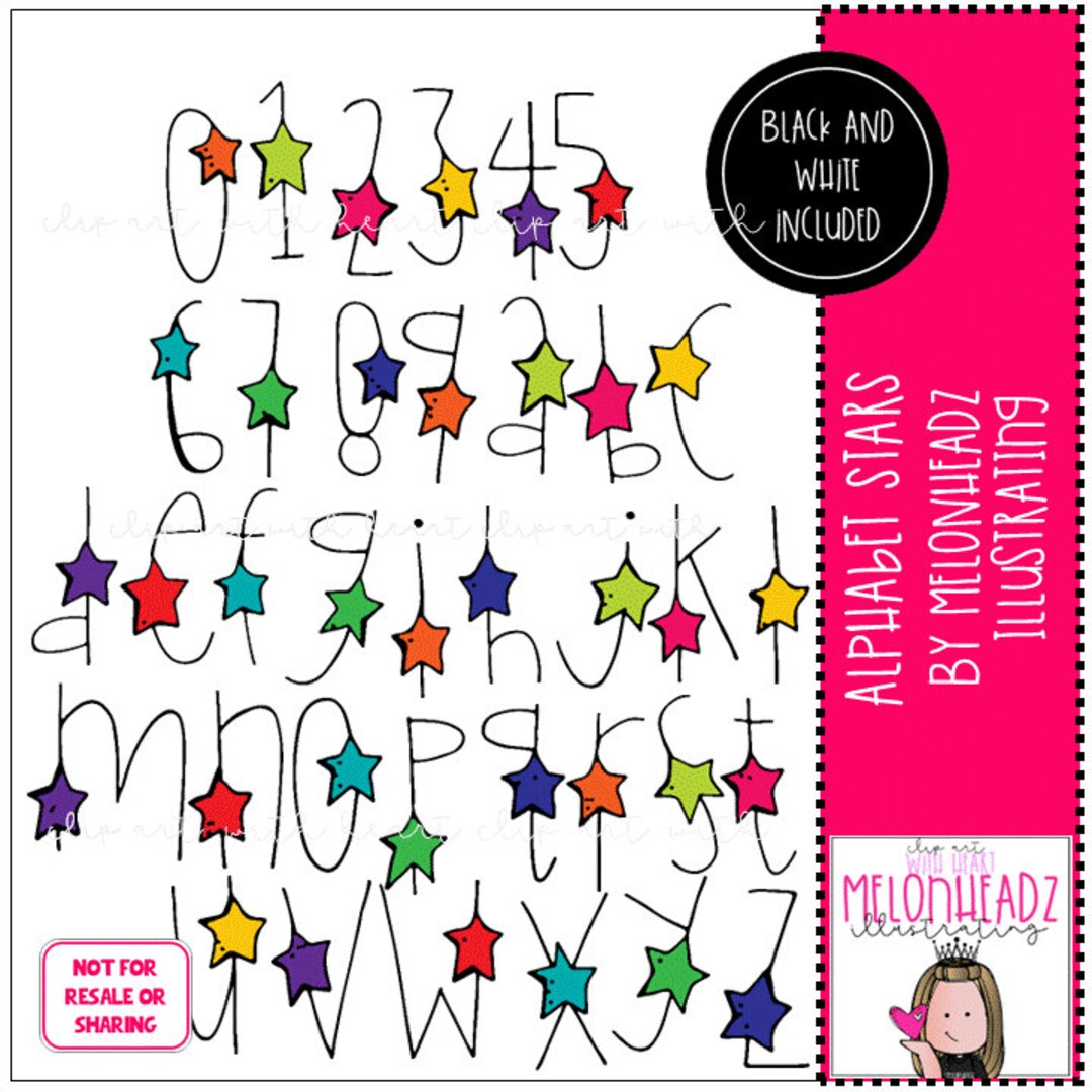 Alphabet Stars Clip Art Digi Stamp COMBO PACK - Etsy UK
