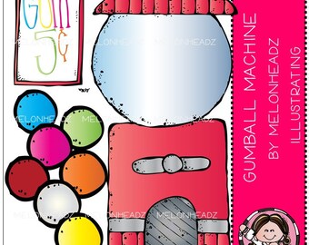 Sweet Shoppe Pink Gumball Machine Candy, Digital Clip Art Set, Personal ...