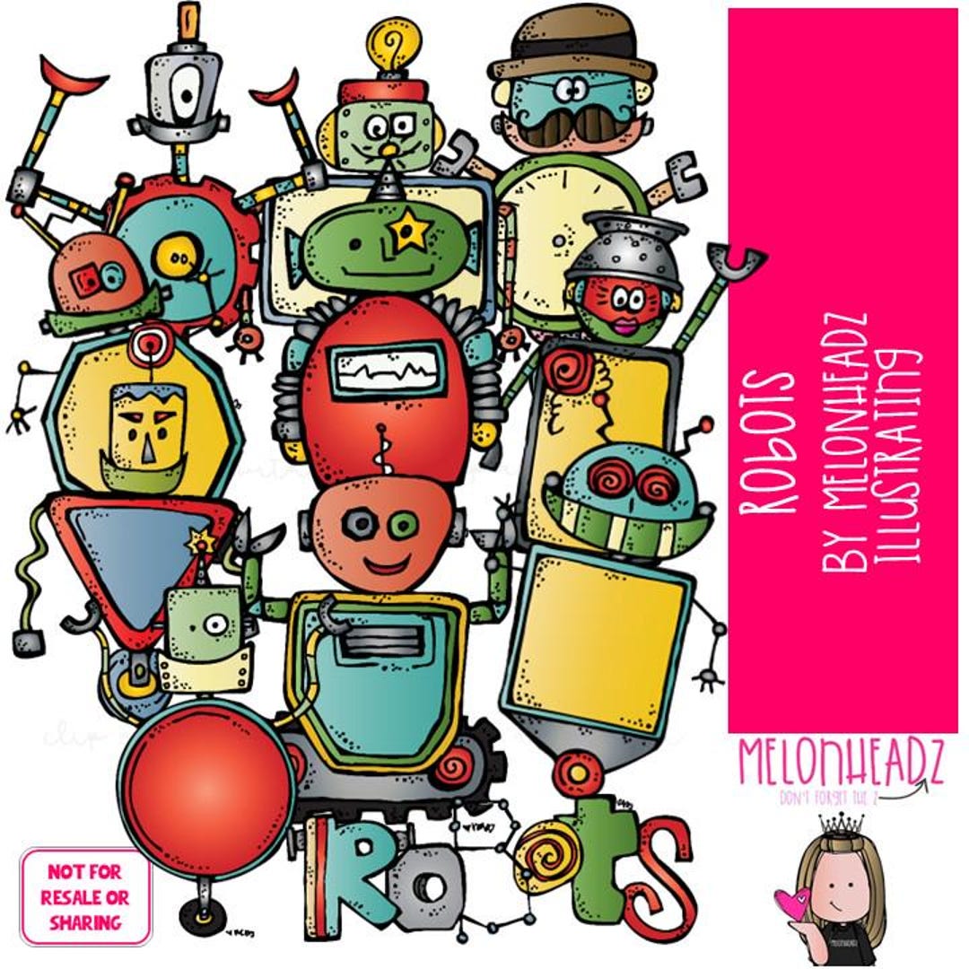 Robots Clip Art, Technology Clip Art COLORED Version - Etsy UK