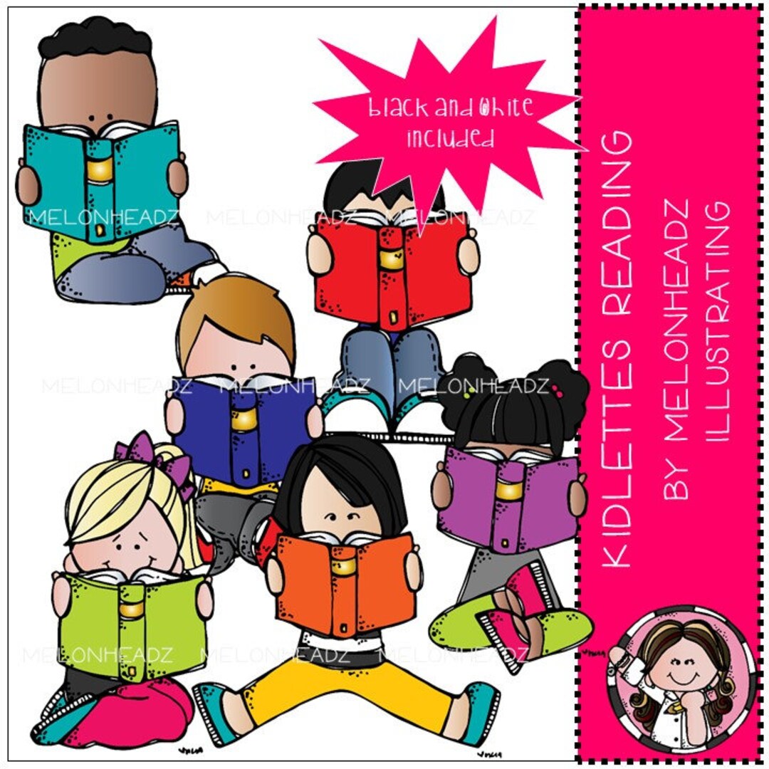 Kidlettes Clip Art - Reading - Mini - by Melonheadz Illustrating - Etsy