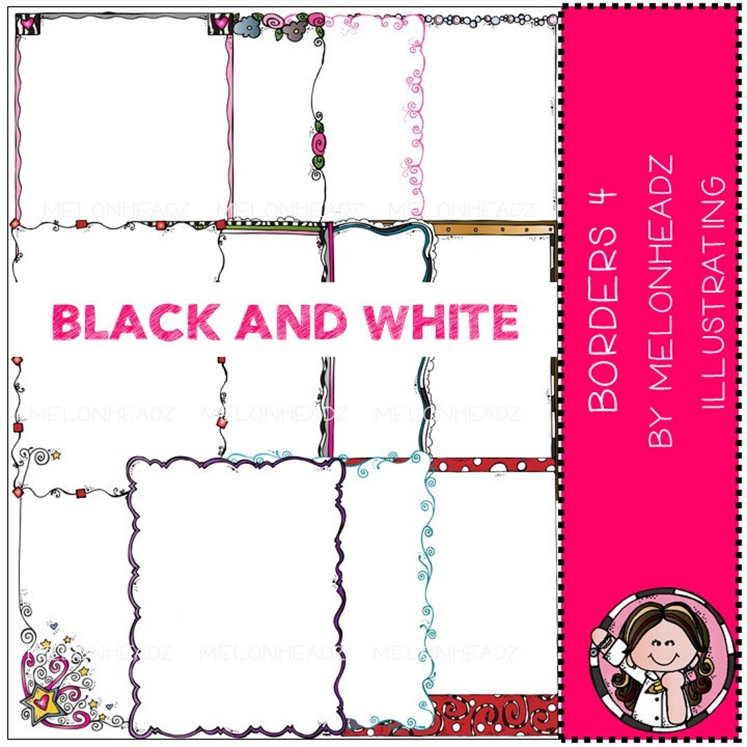 Borders Clip Art Part 4 - BLACK AND WHITE - Etsy