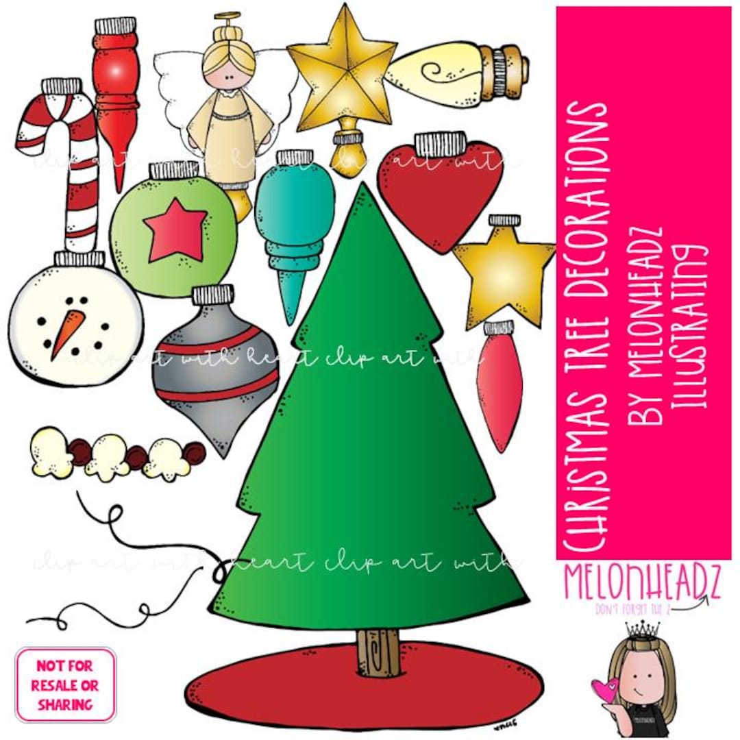 Christmas Tree Clip Art, Decorations, Build a COLORED Version - Etsy