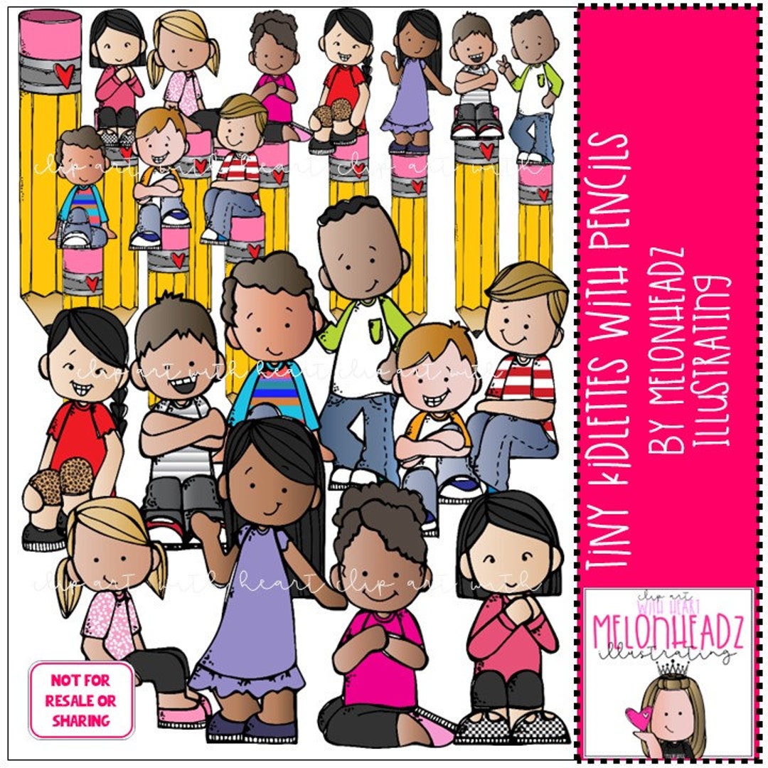 Tiny Kidlettes With Pencils Clip Art - COMBO PACK - Etsy