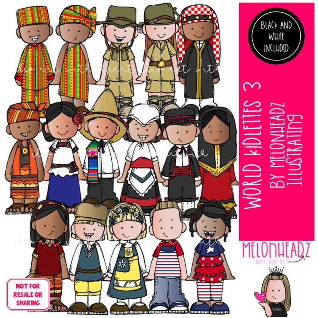 World Kidlettes Clip Art Part 3, Around the World Clip Art COMBO PACK ...