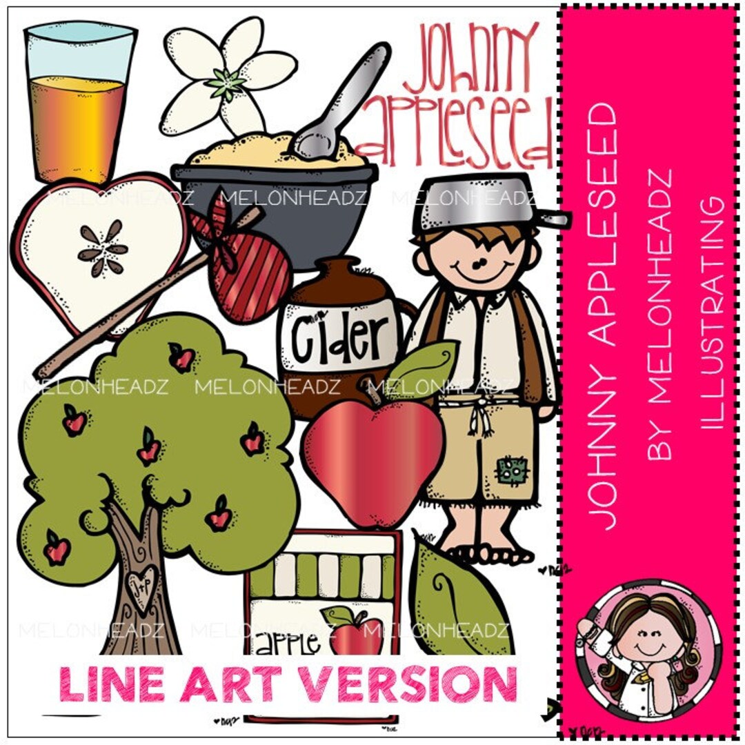 Johnny Appleseed Clip Art - LINE ART - Etsy