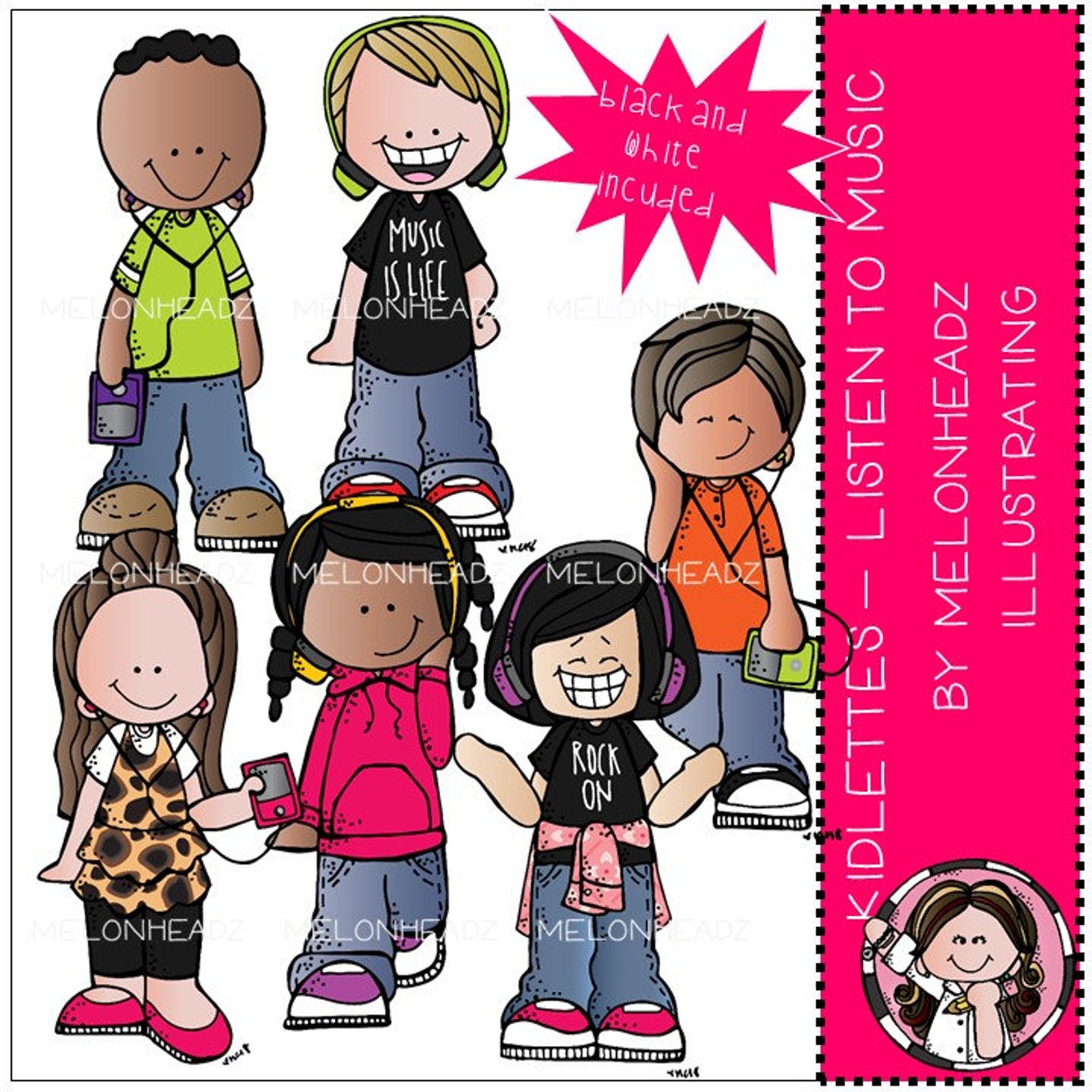 Kidlettes Clip Art Listening to Music Mini - Etsy
