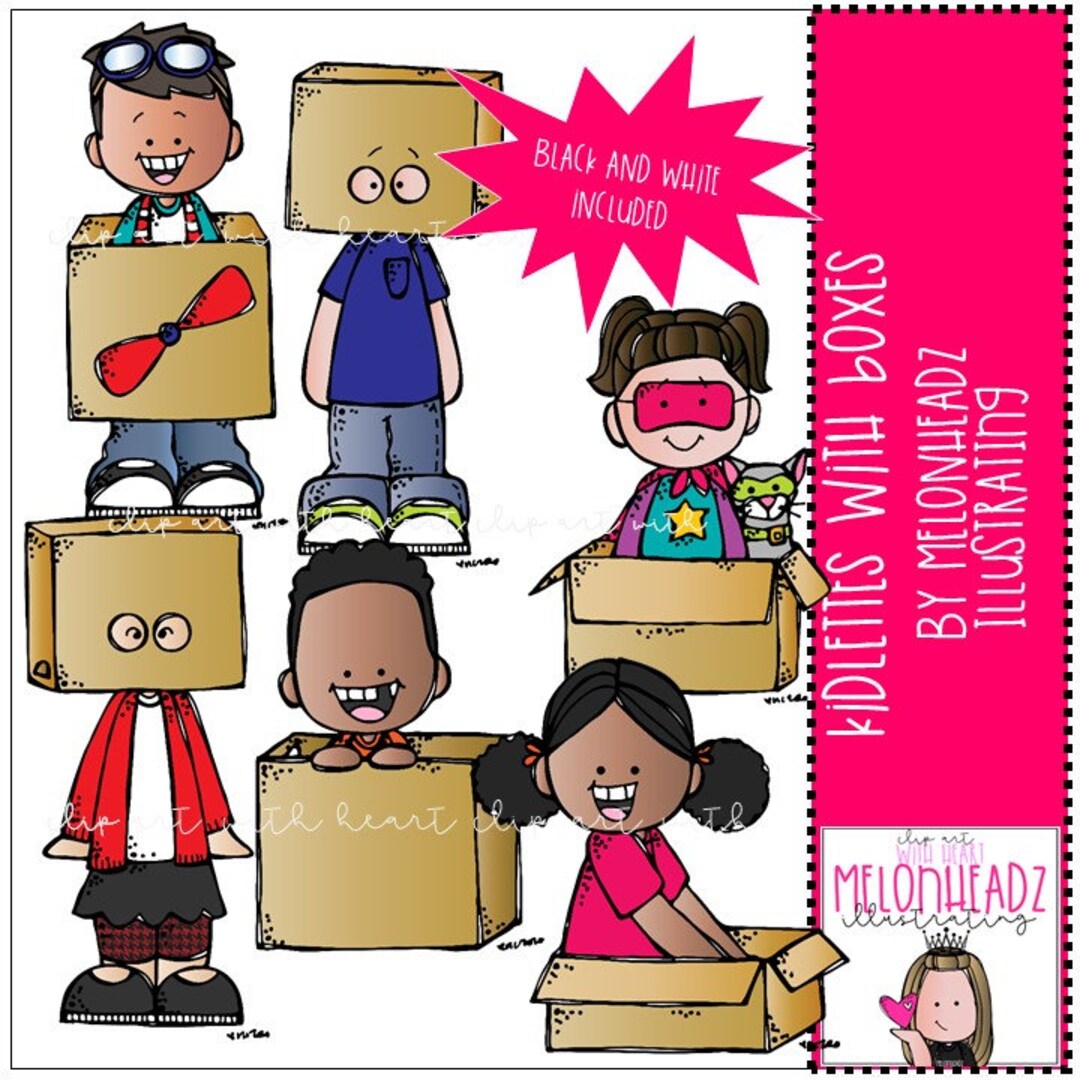 Kidlettes With Boxes Clip Art - Mini - Etsy