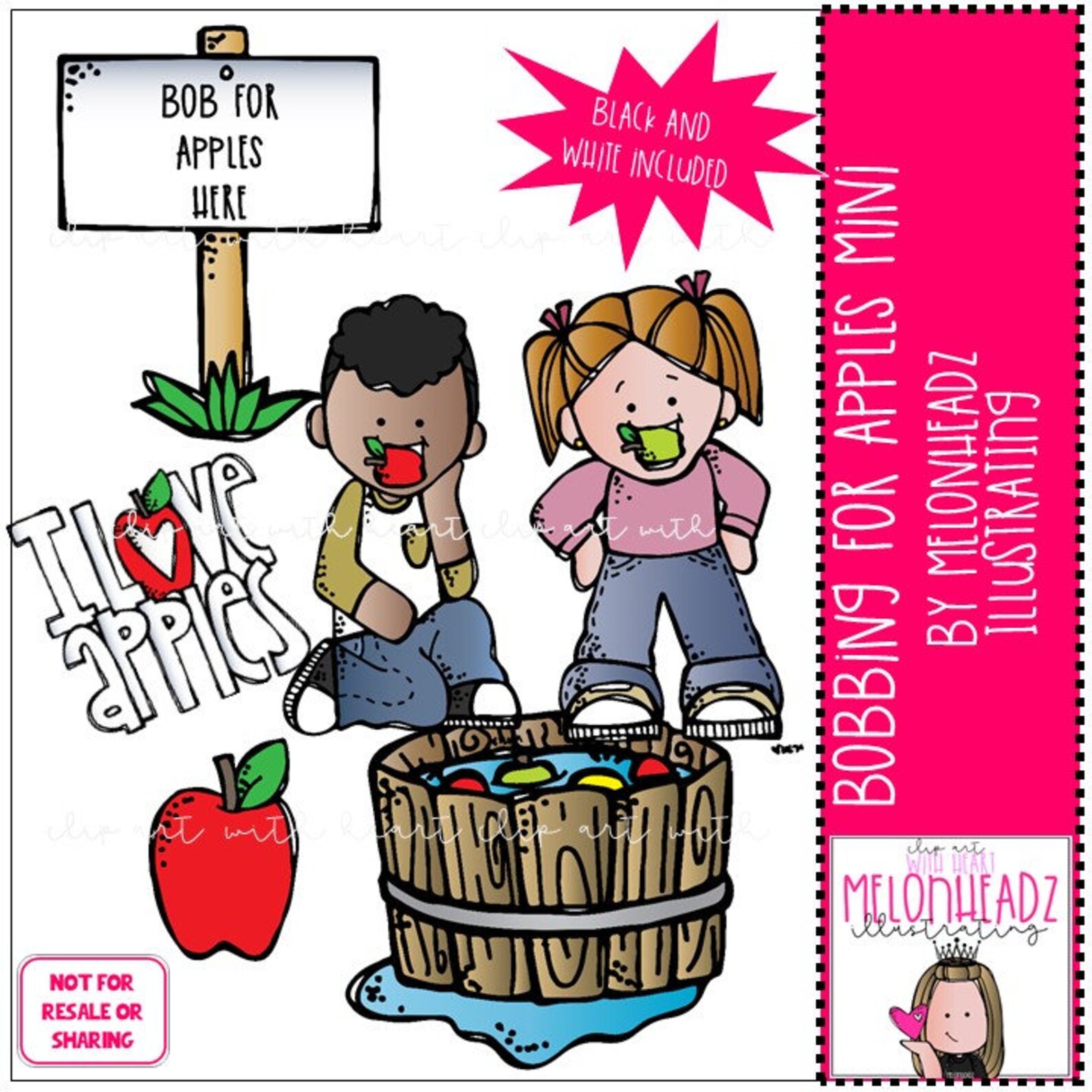 Bobbing for Apples Clip Art - Mini - Etsy