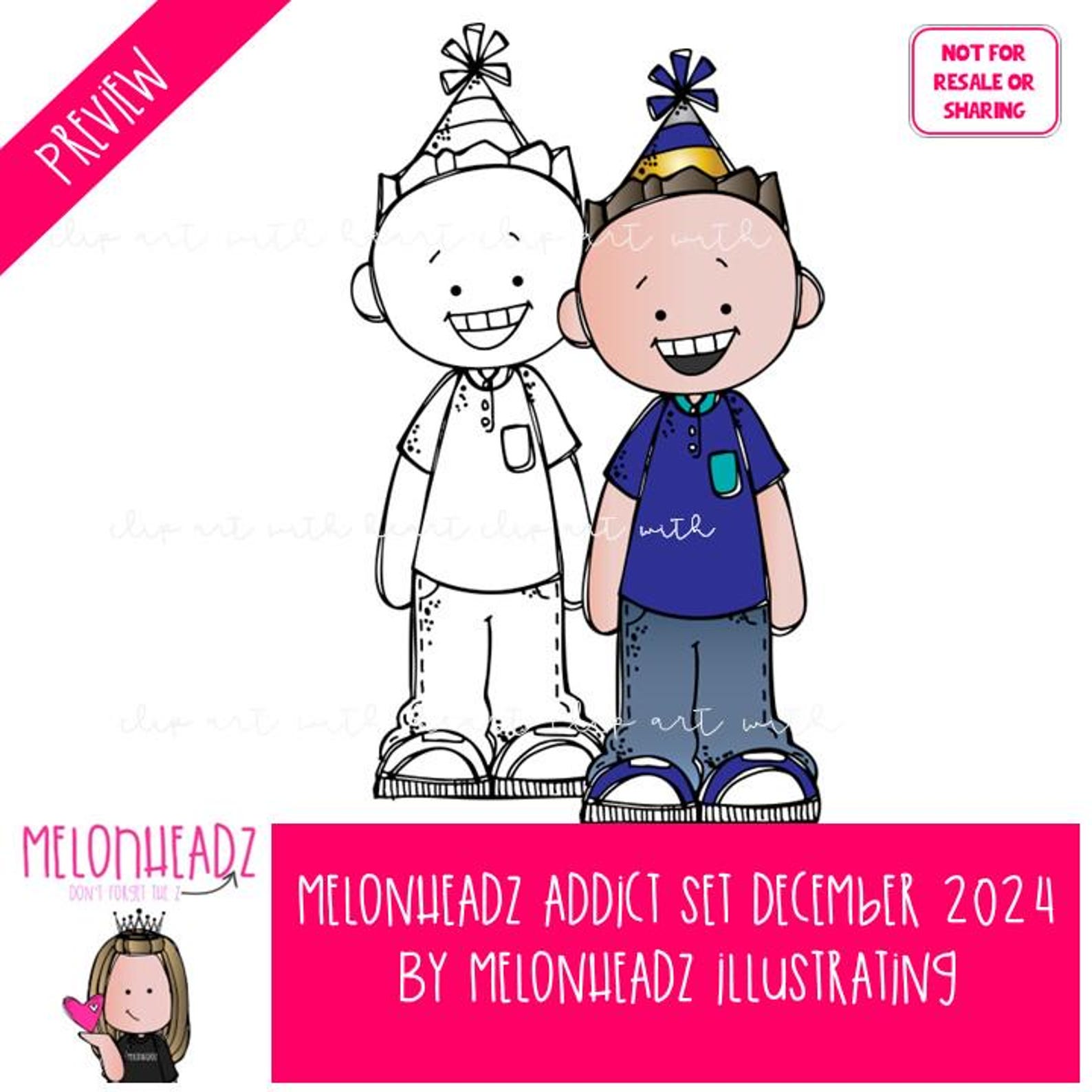 Melonheadz Addict Clip Art Digi Stamp December Set 2025 Mini - Etsy