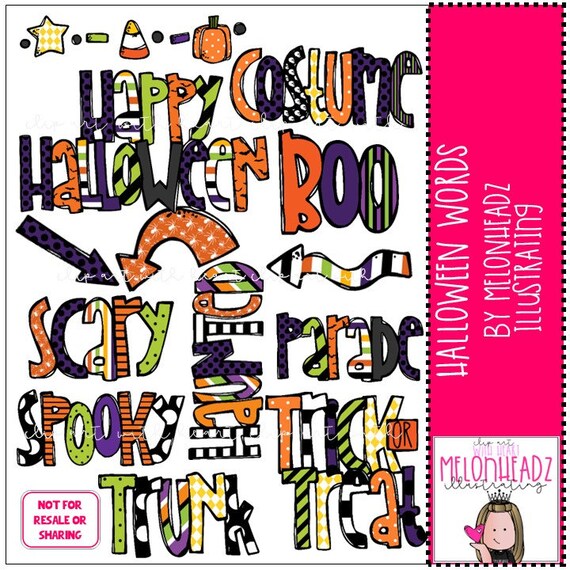 Halloween Words Clip Art - Etsy