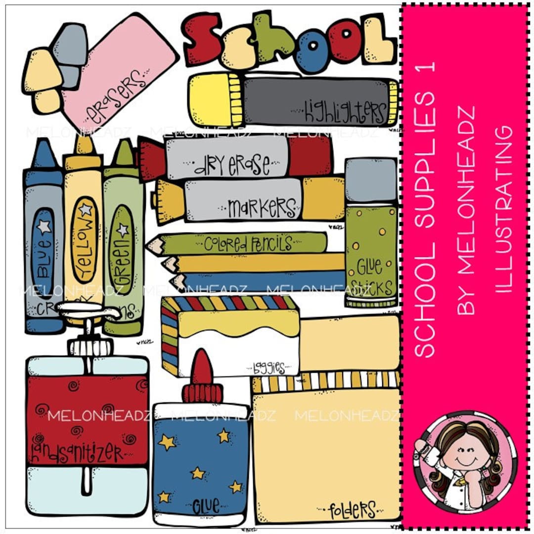 School Supplies Clip Art Part 1 - Etsy
