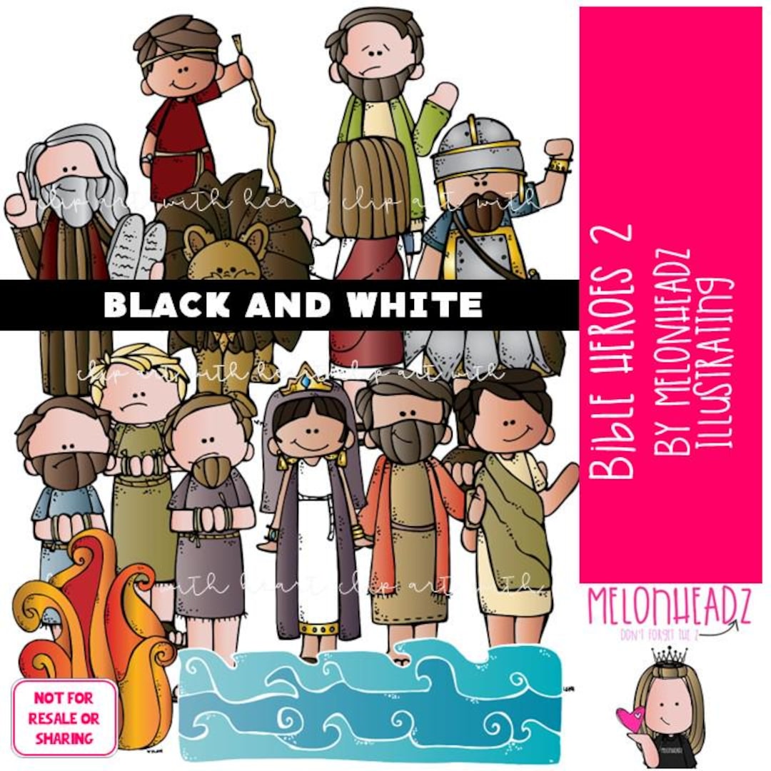 Bible Heroes Clip Art Part 2, Bible Story BLACK AND WHITE - Etsy UK