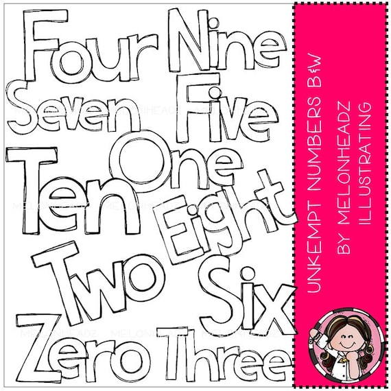 Unkempt Numbers Clip Art BLACK and WHITE - Etsy