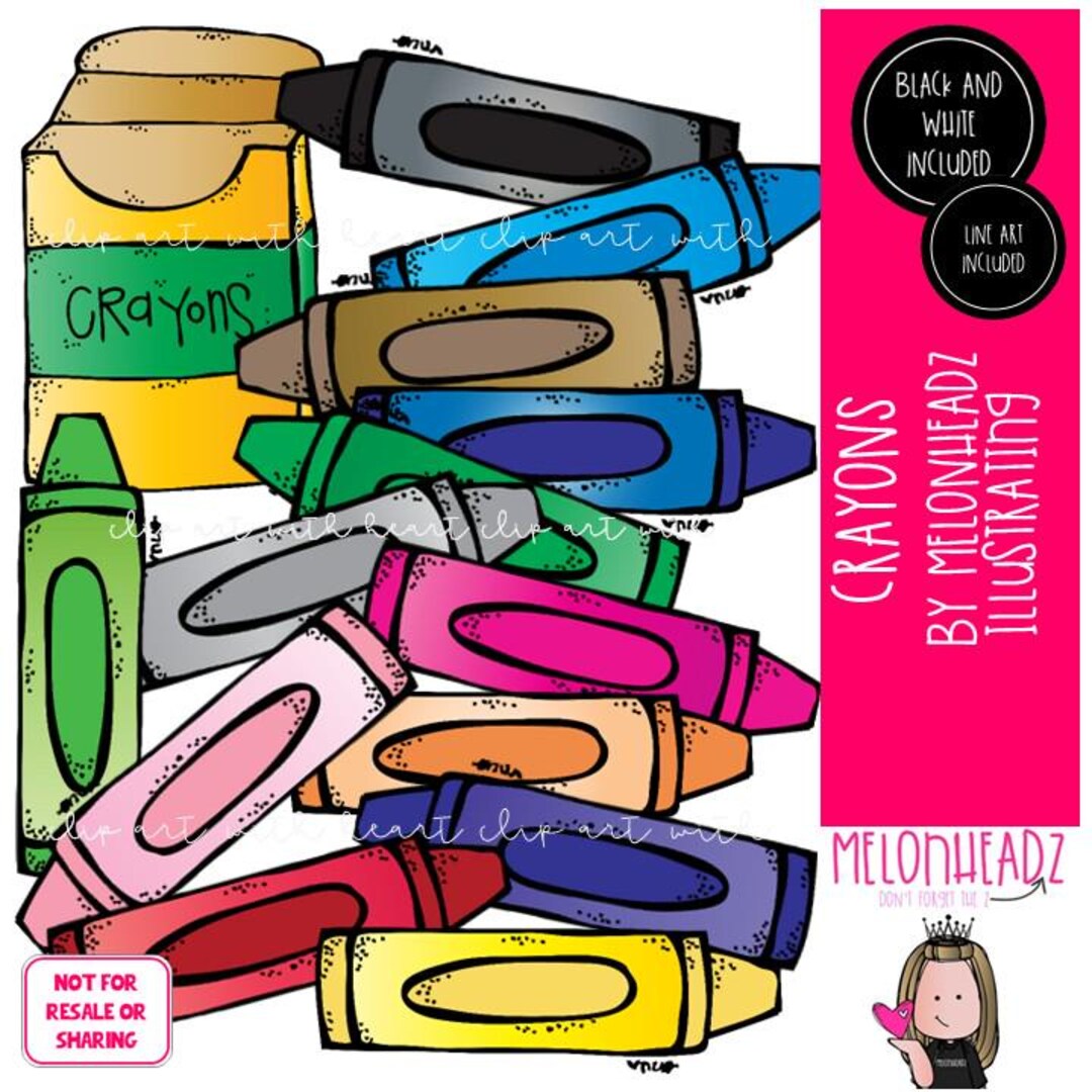 Crayons Clip Art, School Supplies, Bright COMBO PACK - Etsy