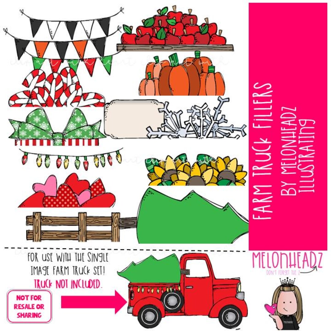 Farm Truck Filler Clip Art Holiday Clip Art COLORED Version - Etsy