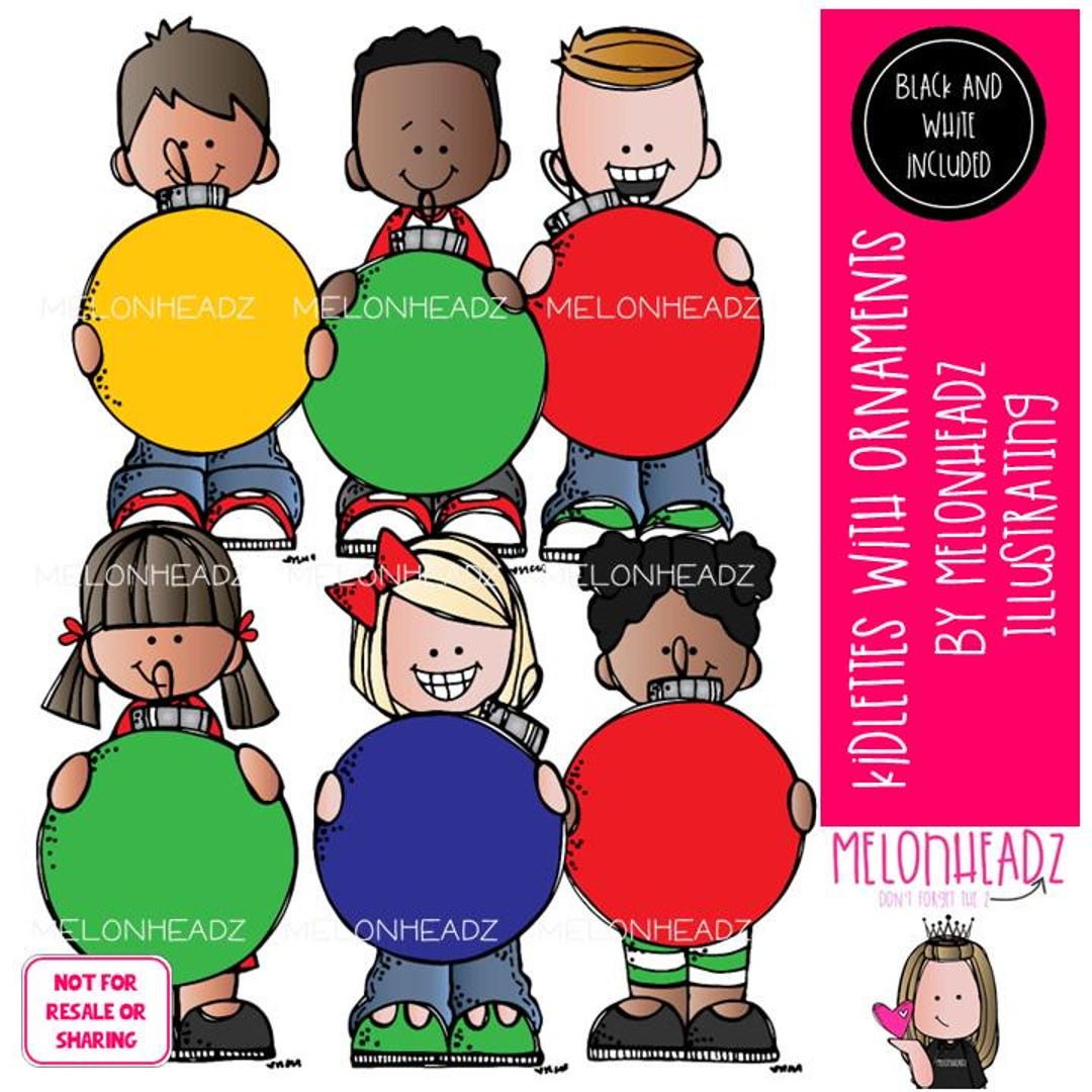 Kidlettes With Ornaments Clip Art, Christmas Mini - Etsy