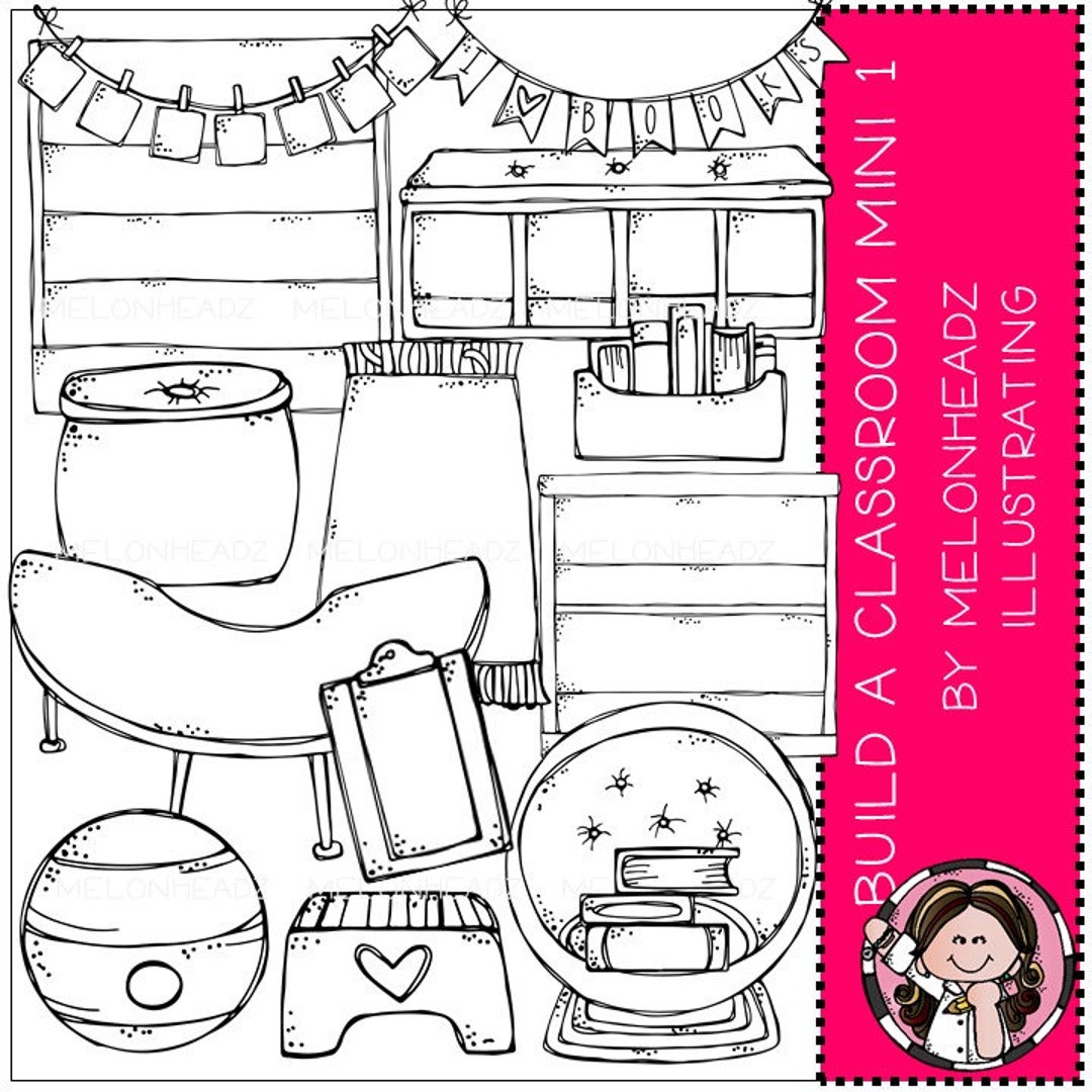 Build a Classroom Clip Art - Mini - BLACK AND WHITE - Etsy