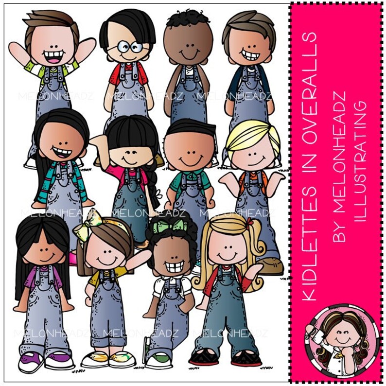 Kidlettes in Overalls Clip Art Combo Pack - Etsy