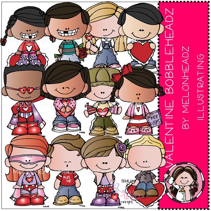 Valentine's Day Clip Art Bobbleheadz Combo Pack - Etsy