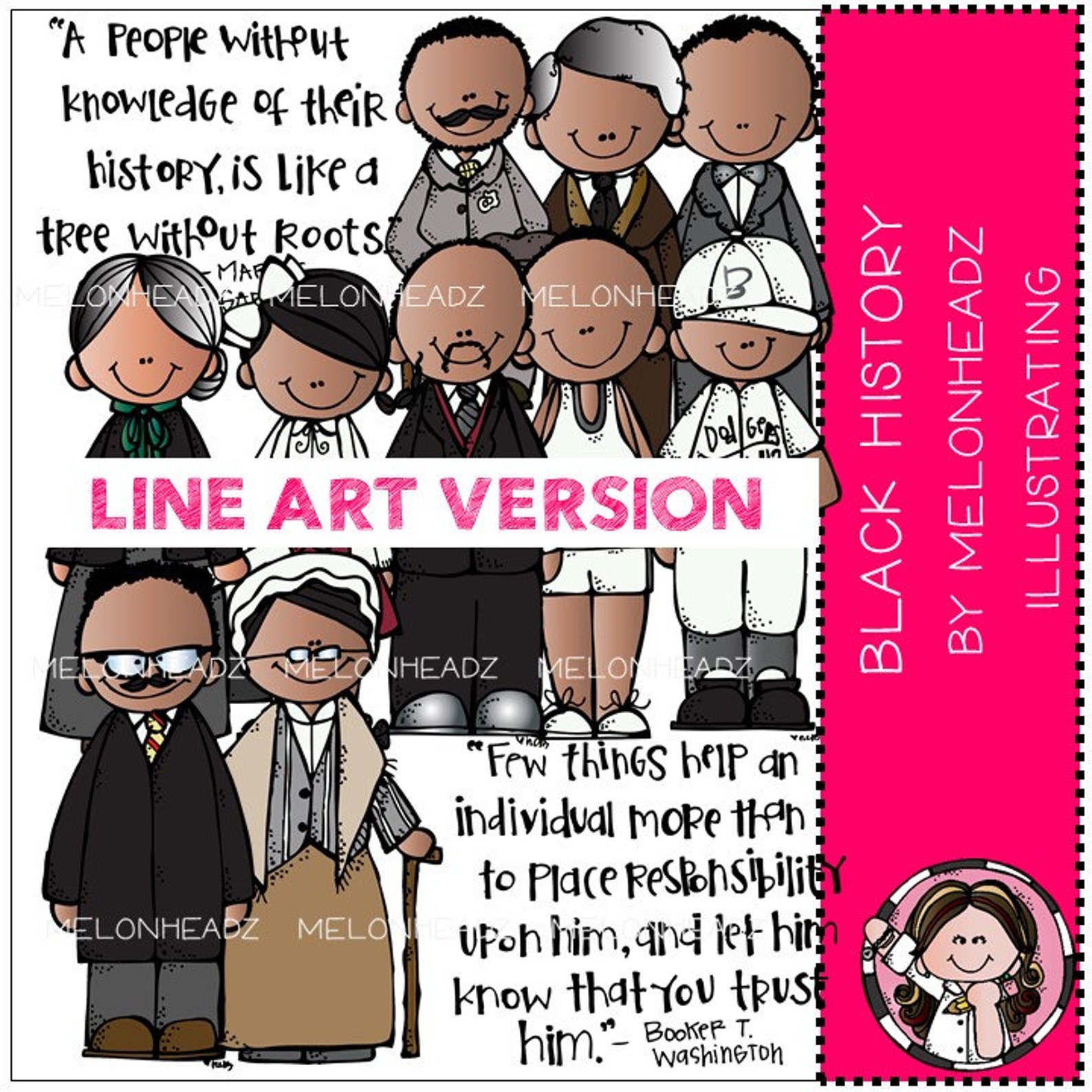 Black History Clip Art - LINE ART - Etsy